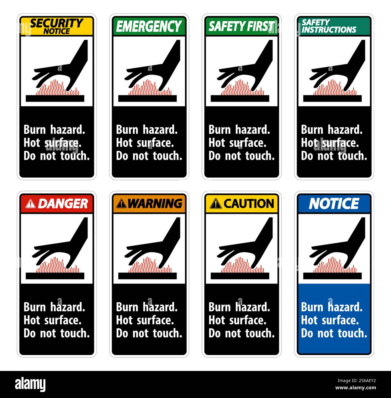 Burn hazard,Hot surface,Do not touch Symbol Sign Isolate on White ...