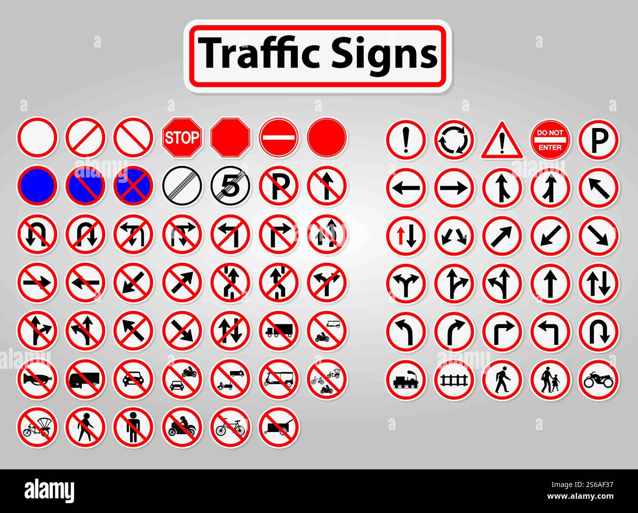 Set Traffic Signs,Prohibition,Warning Red circle Symbol Sign Isolate on ...
