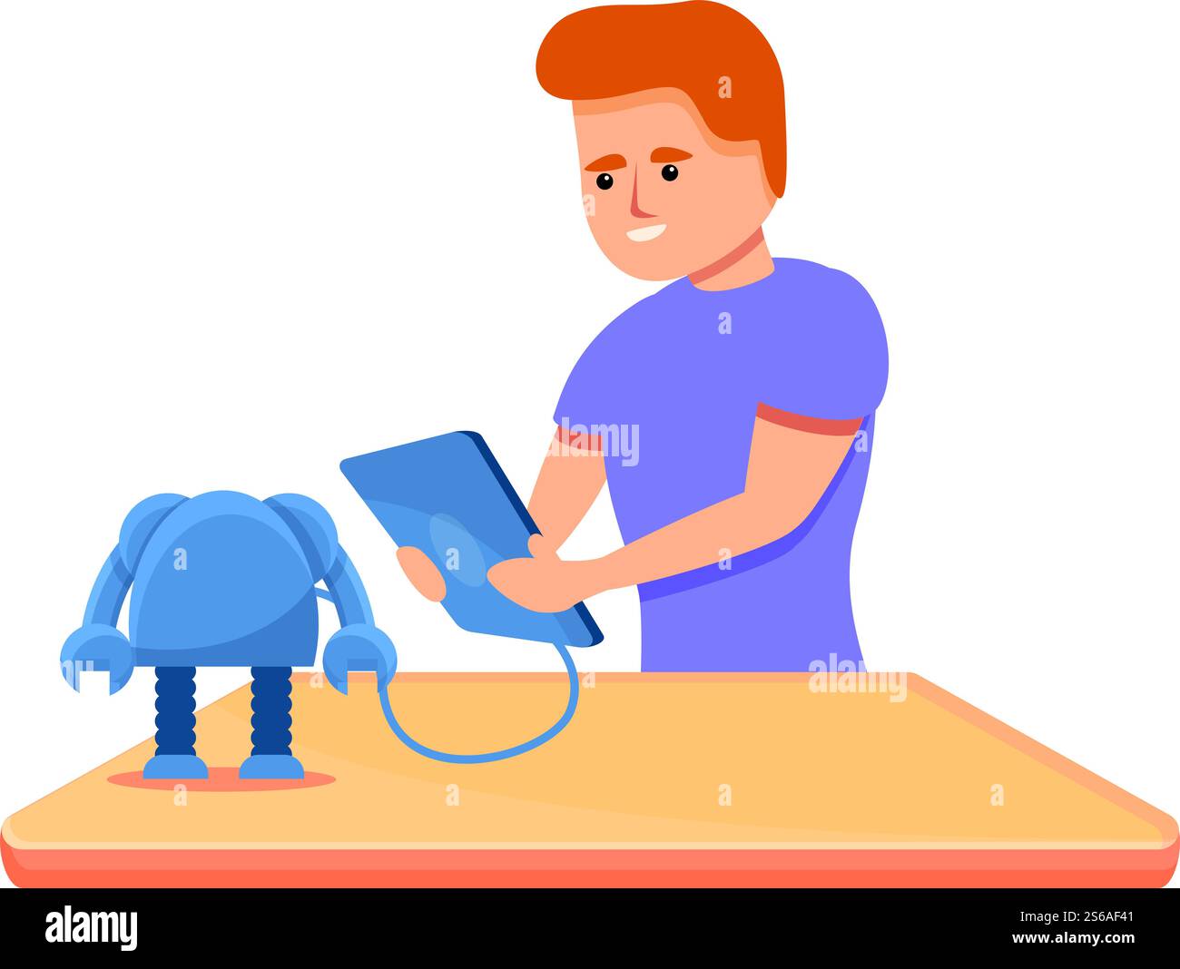 Futuristic boy programming robot icon. Cartoon of futuristic boy programming robot vector icon ...