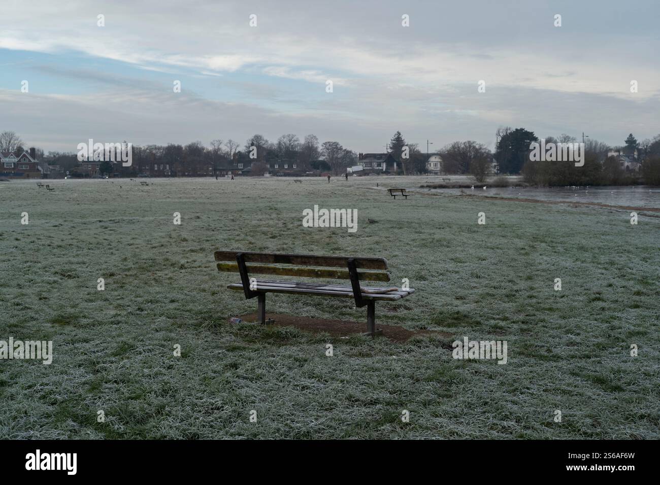 A frozen Rushmere Pond, during freezing temperatures on Wimbledon ...