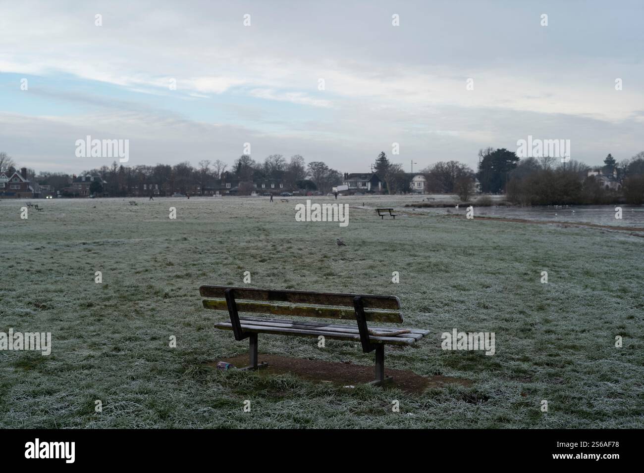 A frozen Rushmere Pond, during freezing temperatures on Wimbledon ...