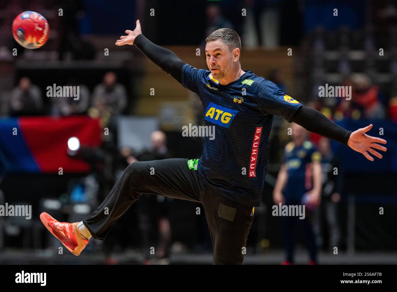 Goalkeeper Andreas Palicka of, Sweden. , . during warm-up ahead of the ...