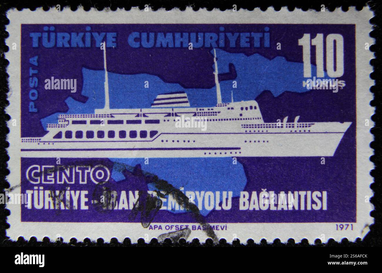 ISTANBUL, TURKEY - DECEMBER 27, 2020: Turkish stamp shows Ferry and map ...
