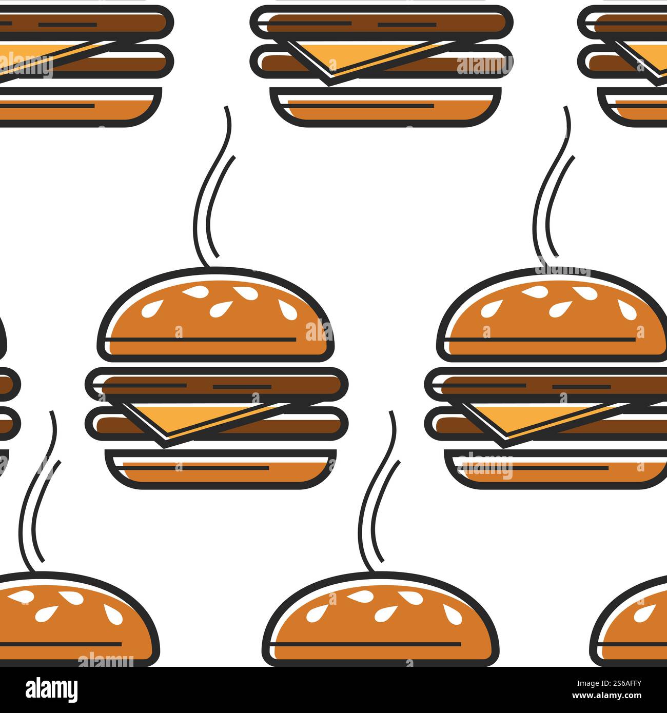 Burger USA fast food seamless pattern street meal vector meat bun and ...