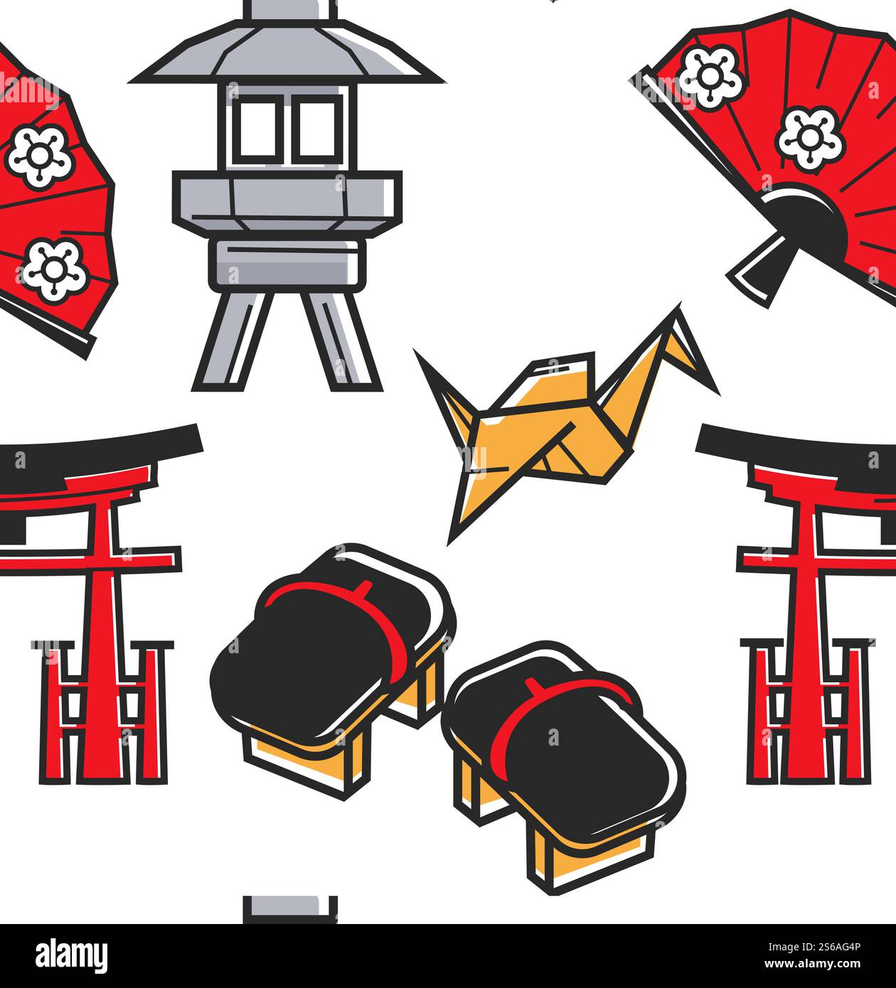 Japan culture and traveling Japanese symbols seamless pattern vector ...