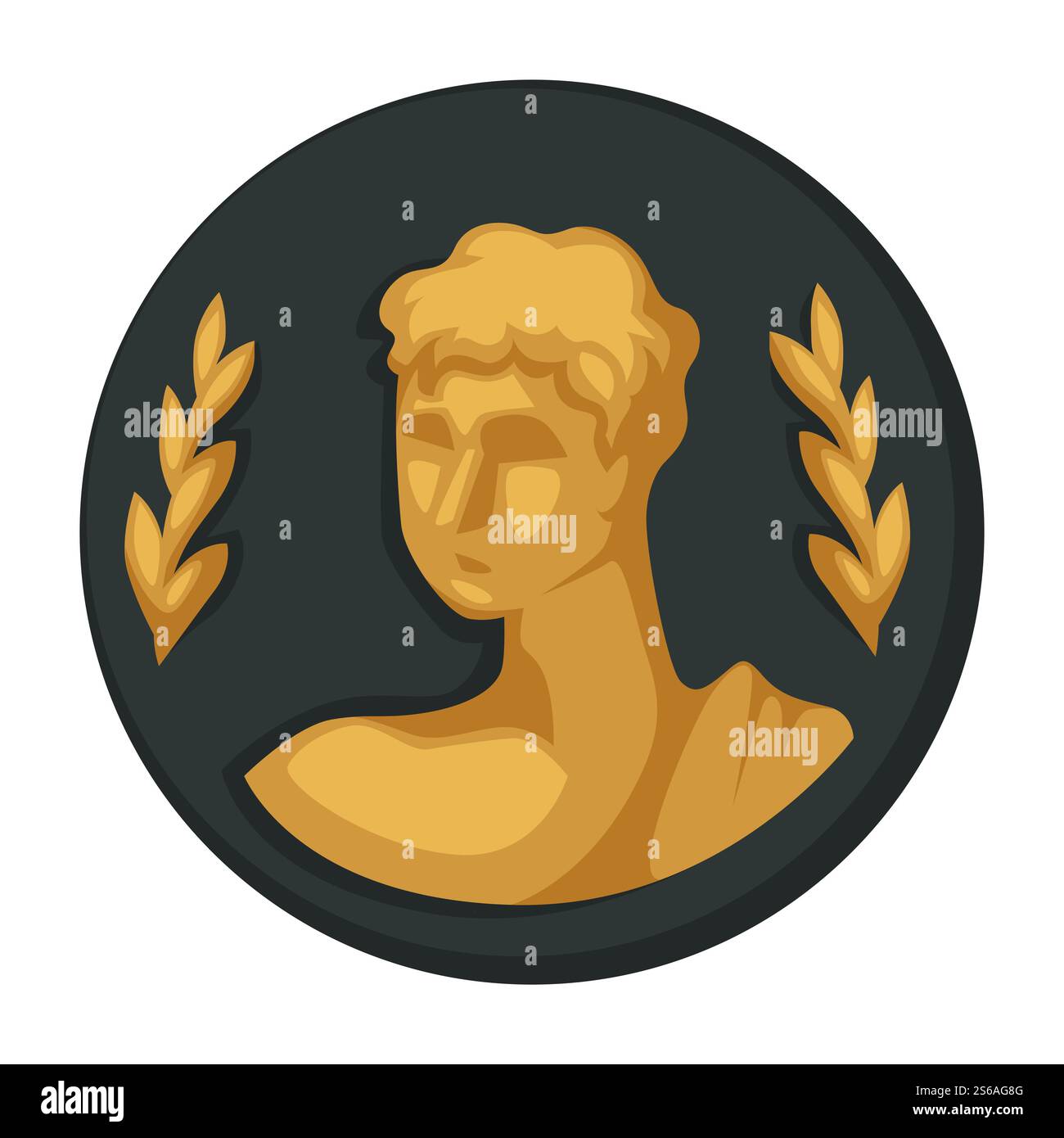 Byzantine symbol Julius Caesar gold portrait and olive branches ...