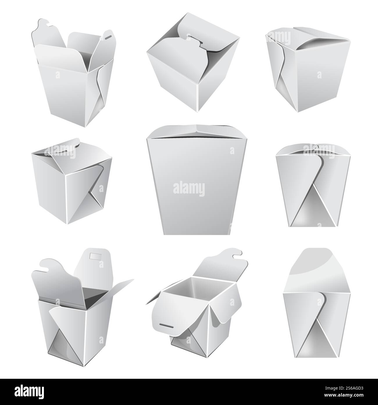 Box cardboard lunch pack isolated object Chinese food takeaway fastfood ...