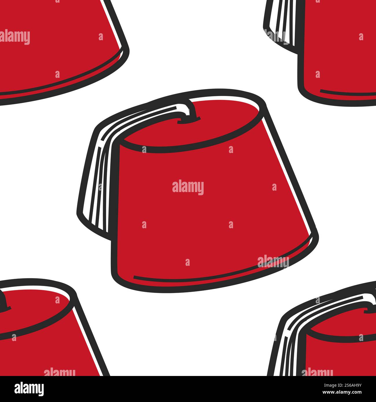 Turkish hat fez traditional seamless pattern headdress with tassel ...