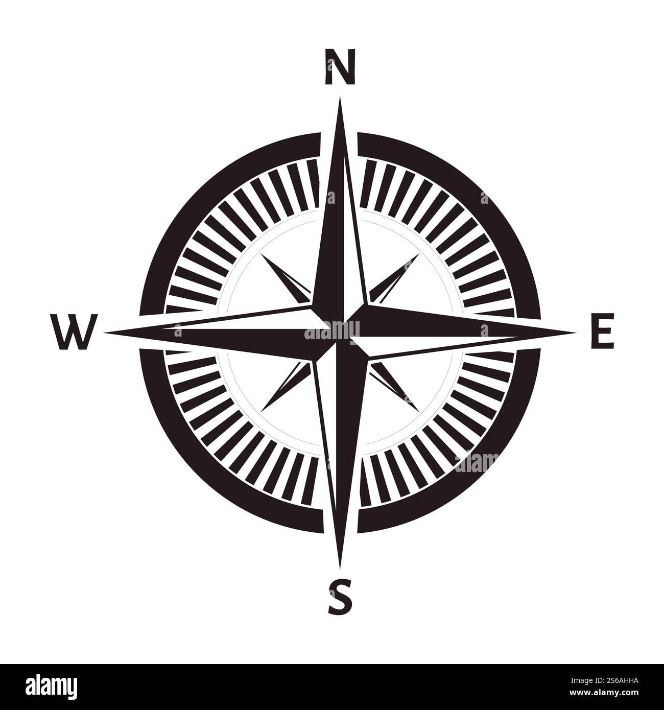Rose of wind nautical equipment compass vector isolated monochrome ...