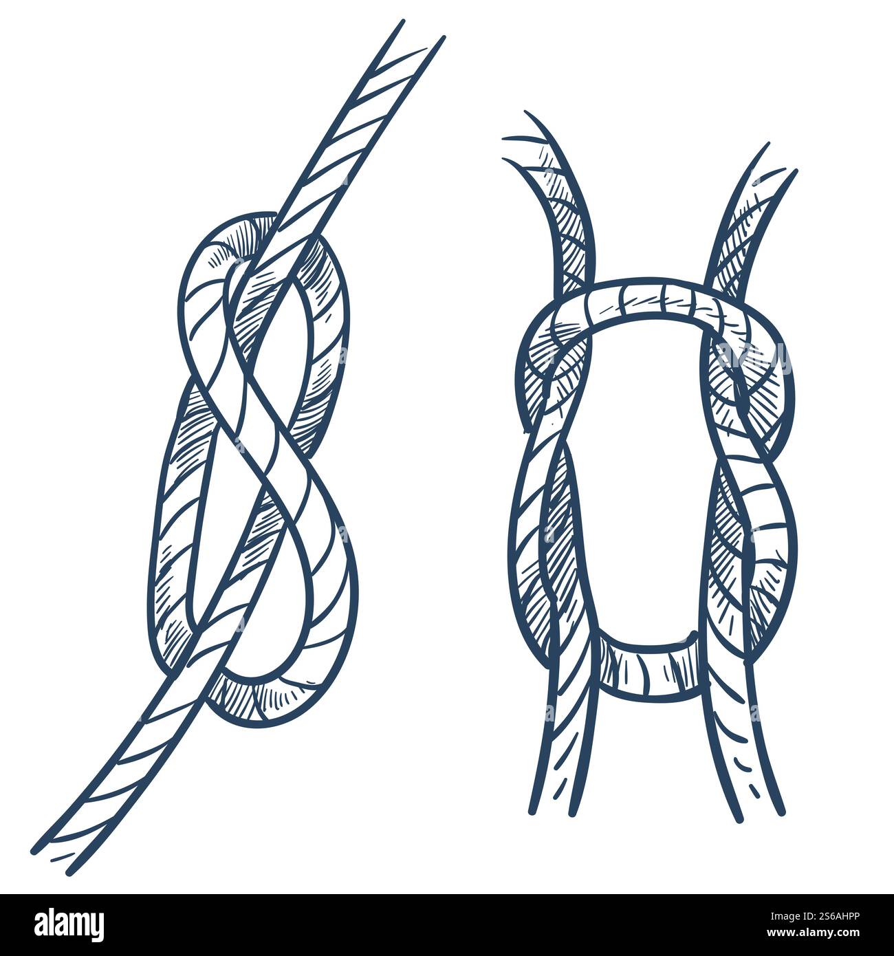 Marine equipment rope knot ship safety element vector isolated sketch ...