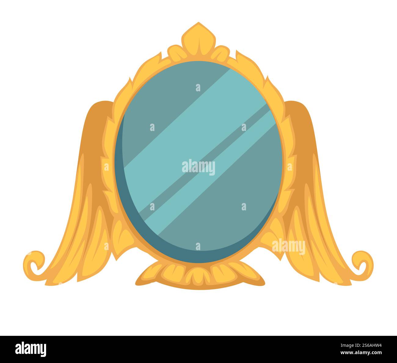 Mirror in gold frame with wings Baroque style castle interior element ...