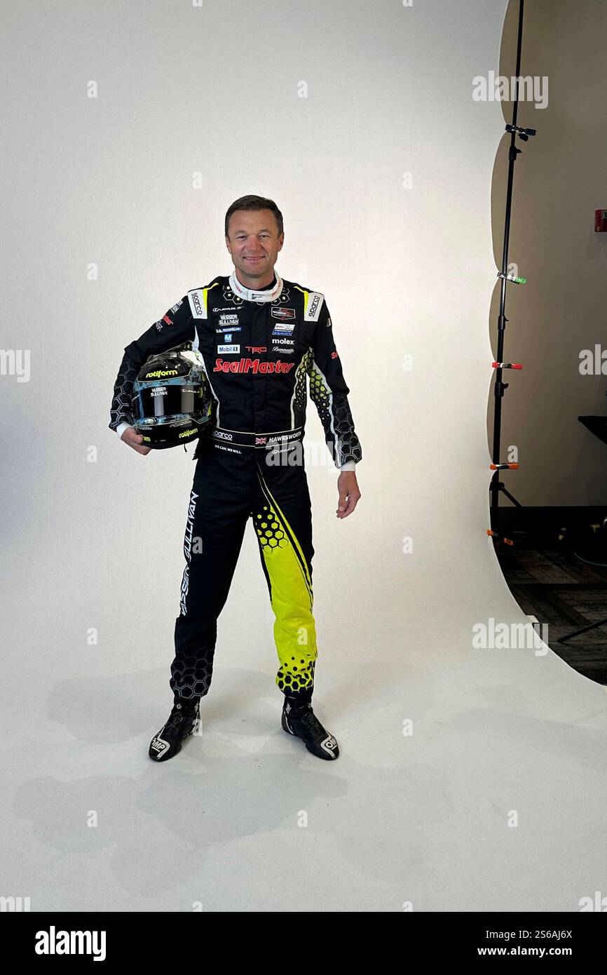 Race car driver and NBC/Fox Sports analyst poses for photos Thursday ...