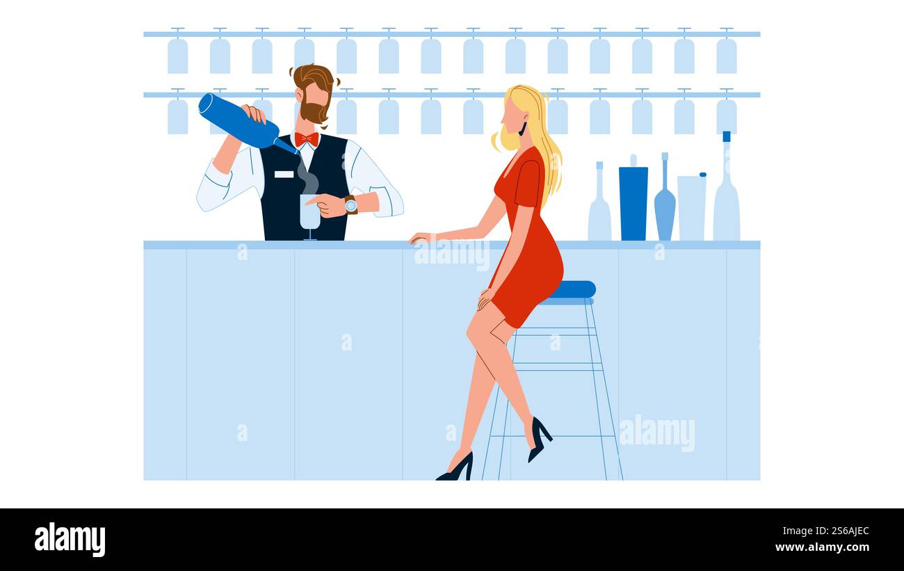 Line drawing bartender preparing hi-res stock photography and images ...