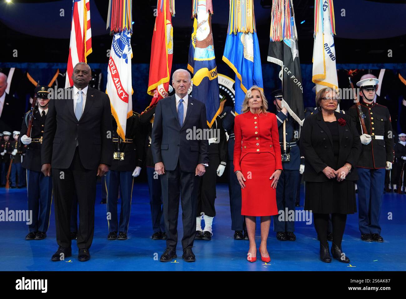 Defense Secretary Lloyd Austin, from left, President Joe Biden, first ...