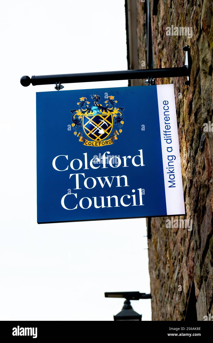 Coleford Town Council Signage, Coleford, Gloucestershire, UK Stock ...