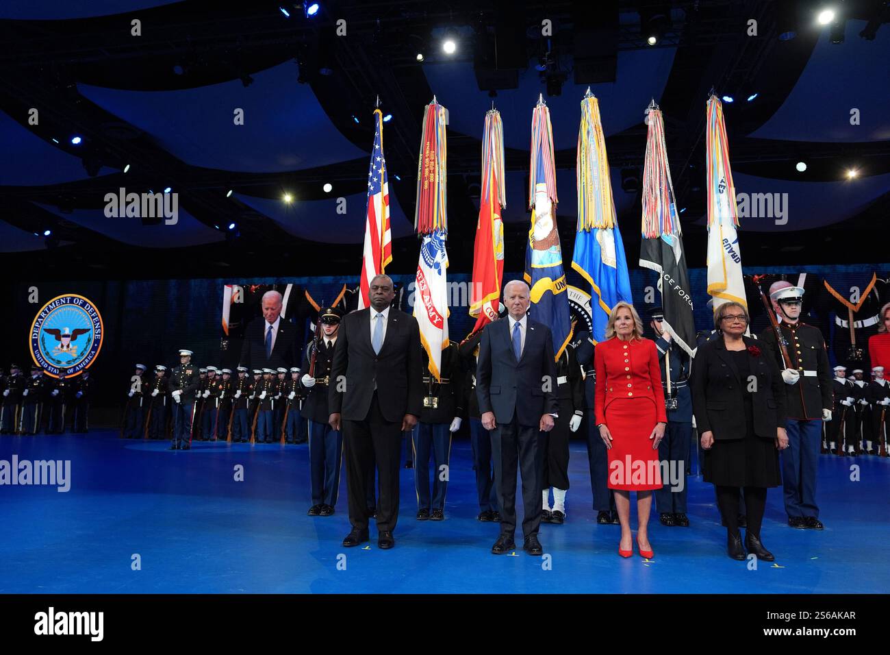 Defense Secretary Lloyd Austin, from left, President Joe Biden, first ...