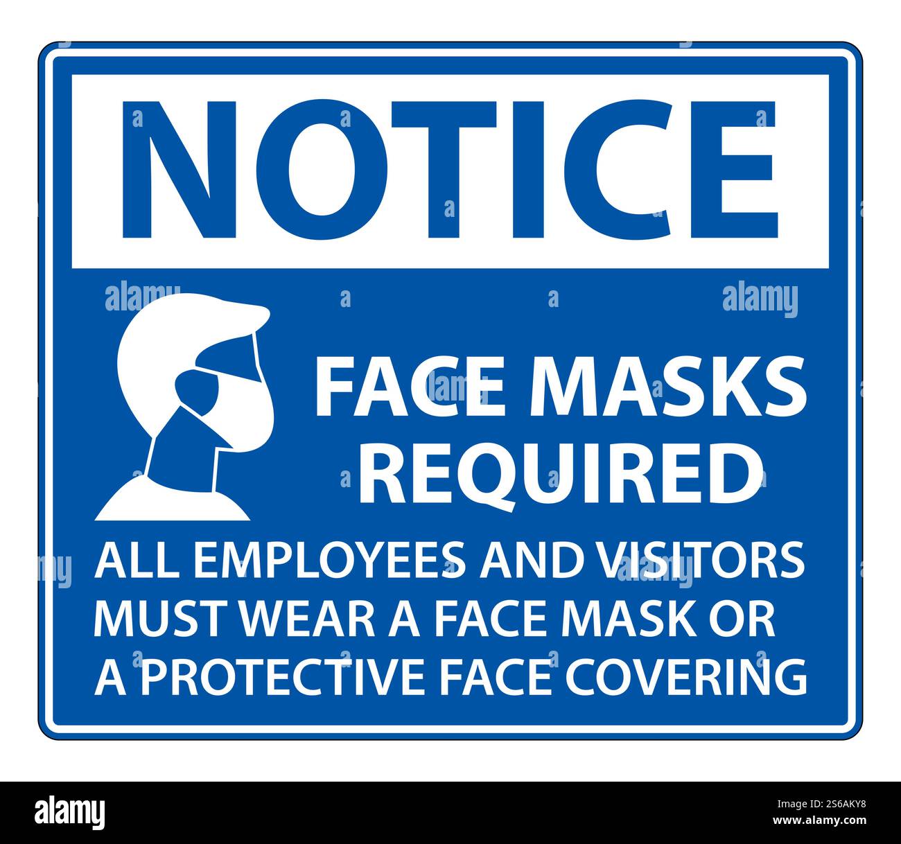Notice Face Masks Required Sign on white background Stock Vector Image ...
