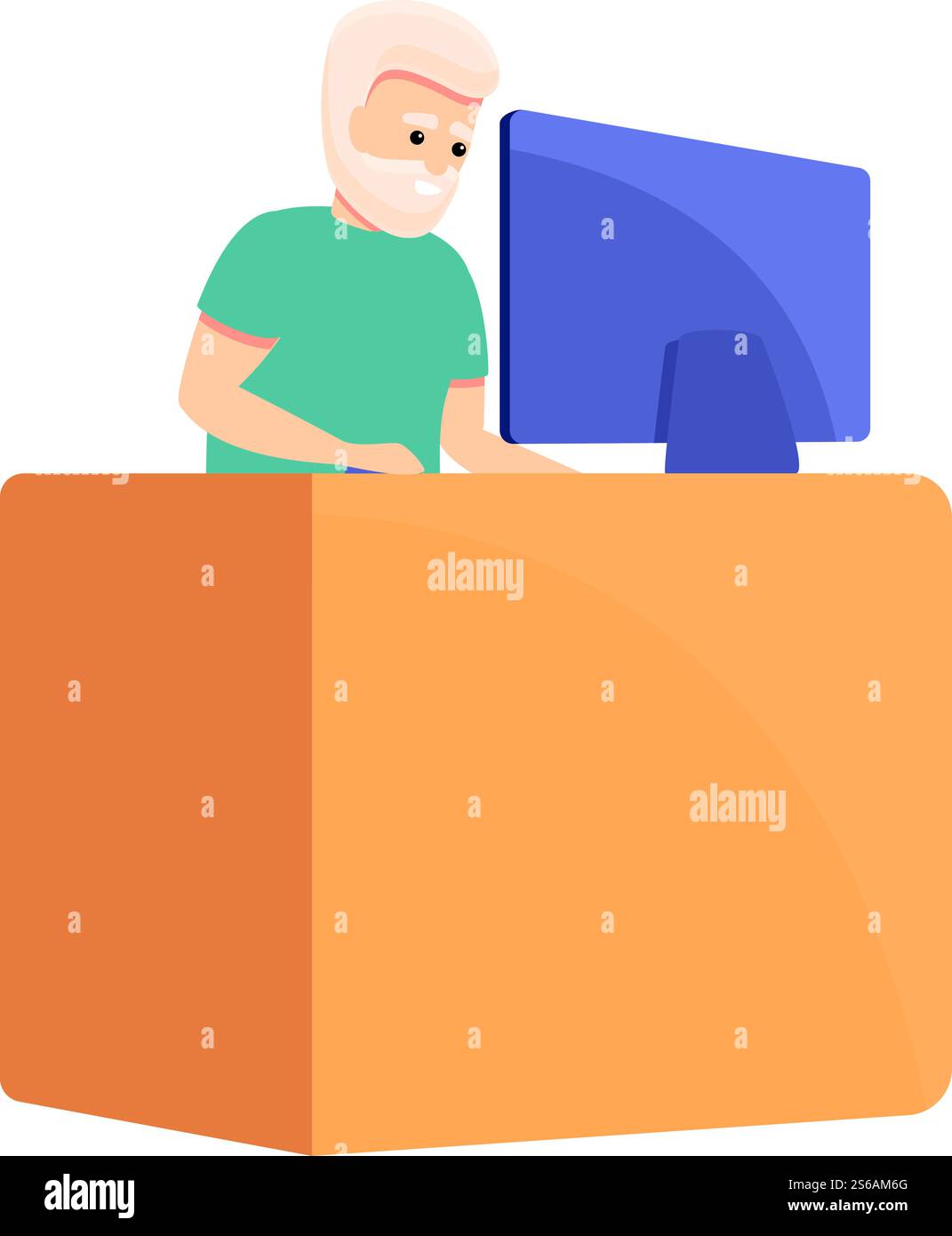 Working senior man icon. Cartoon of working senior man vector icon for ...