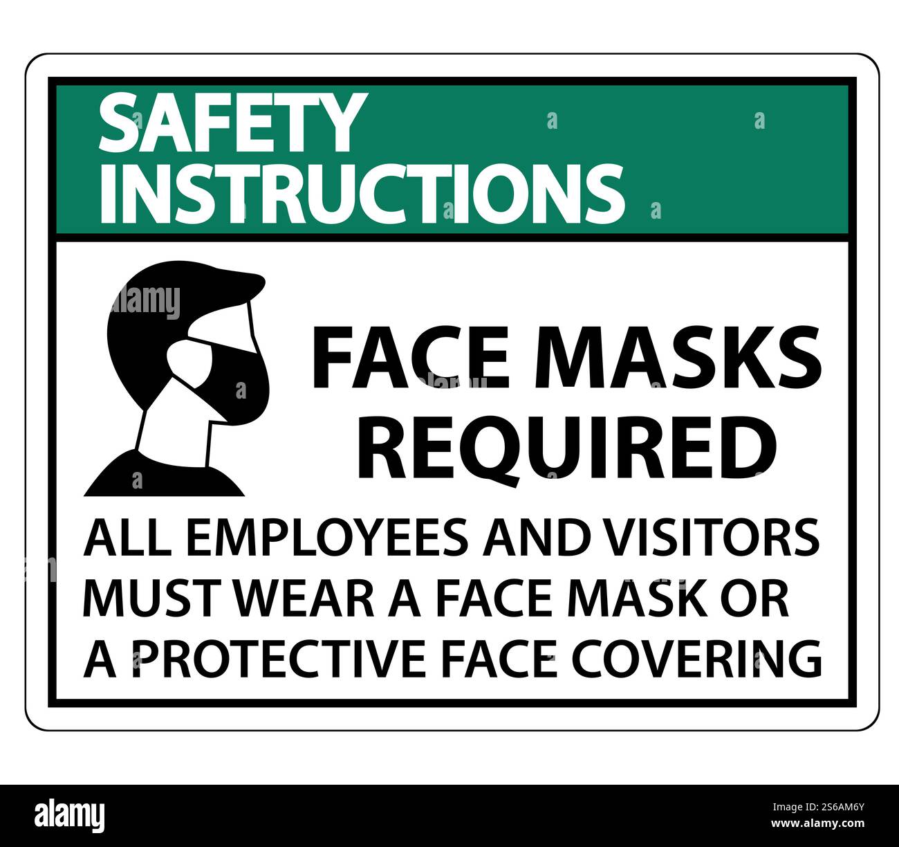 Safety Instructions Face Masks Required Sign on white background Stock ...