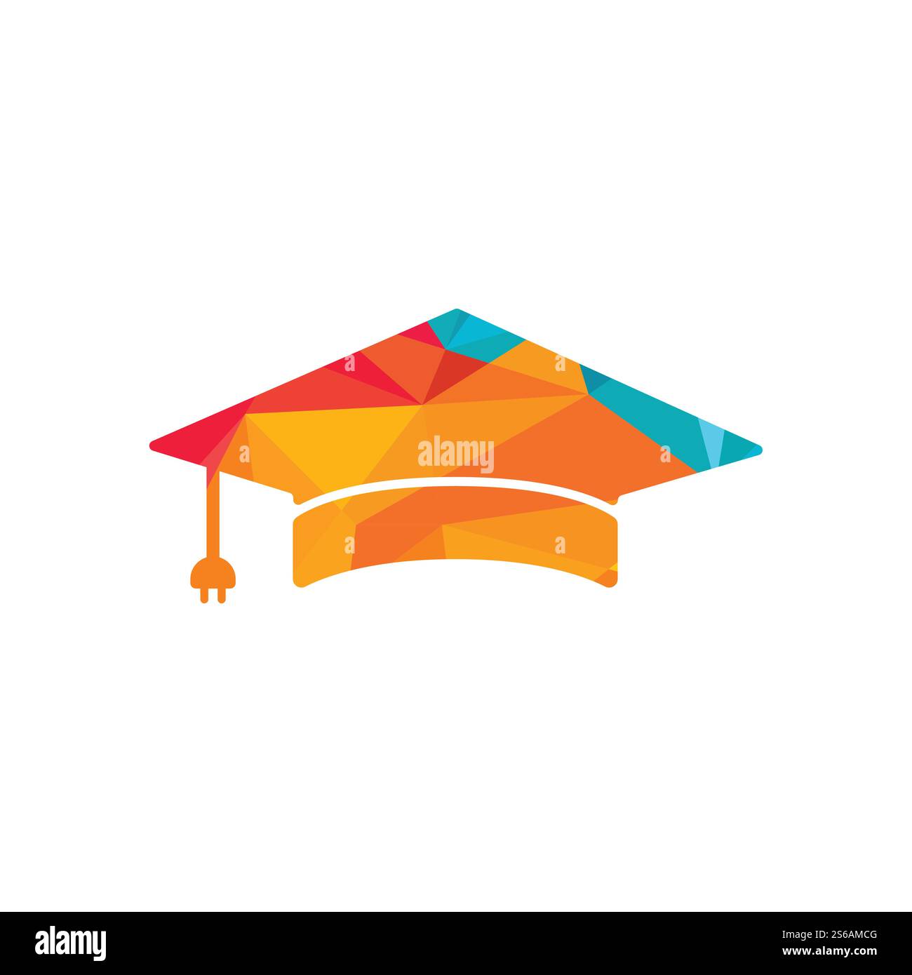 Artificial intelligent technology with graduation cap logo design. IT ...