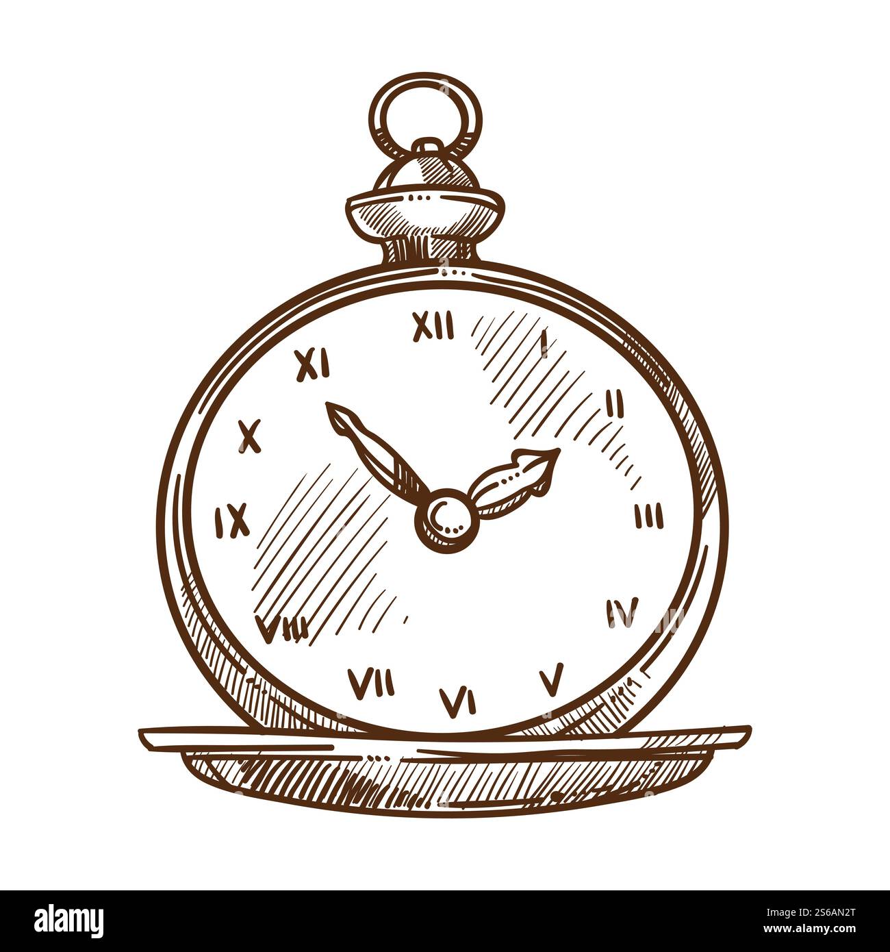 Clock dial with hands vintage pocket watch isolated sketch retro male ...