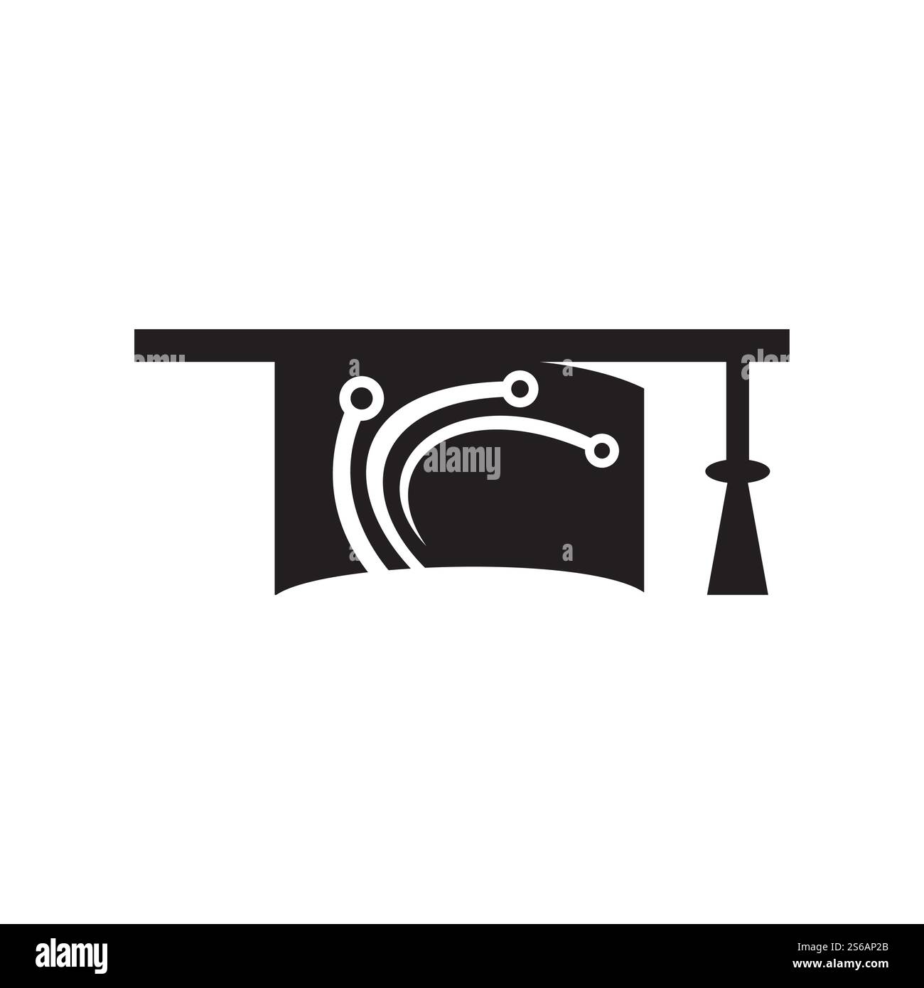 Artificial intelligent technology with graduation cap logo design. IT ...