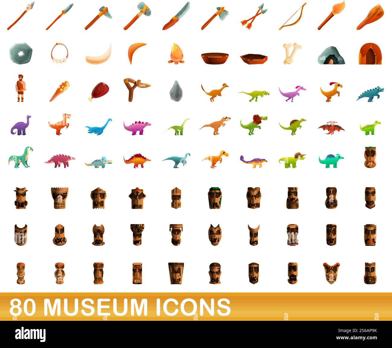 80 museum icons set. Cartoon illustration of 80 museum icons vector set ...