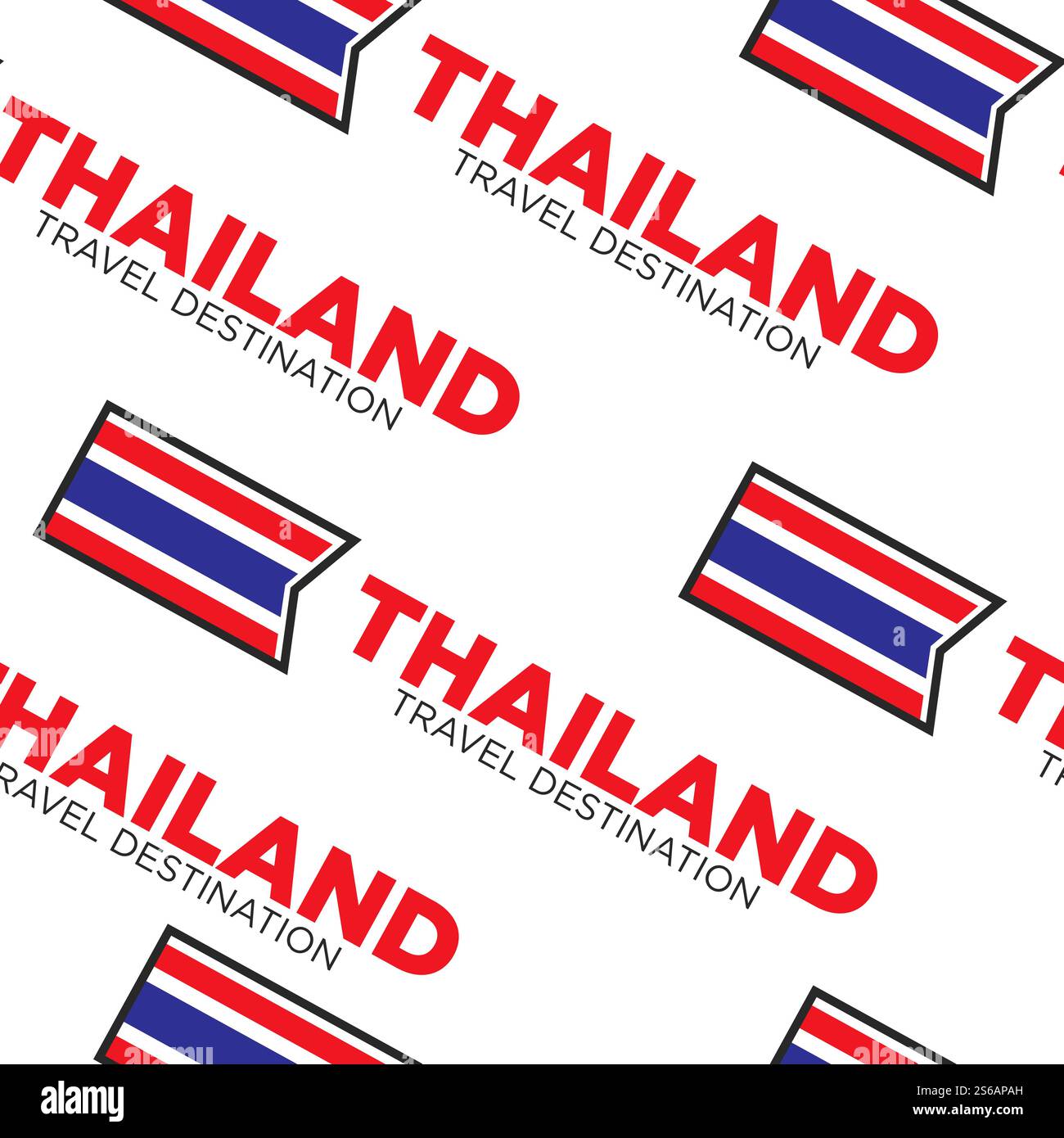 Thailand national flag Thai travel destination seamless pattern vector ...