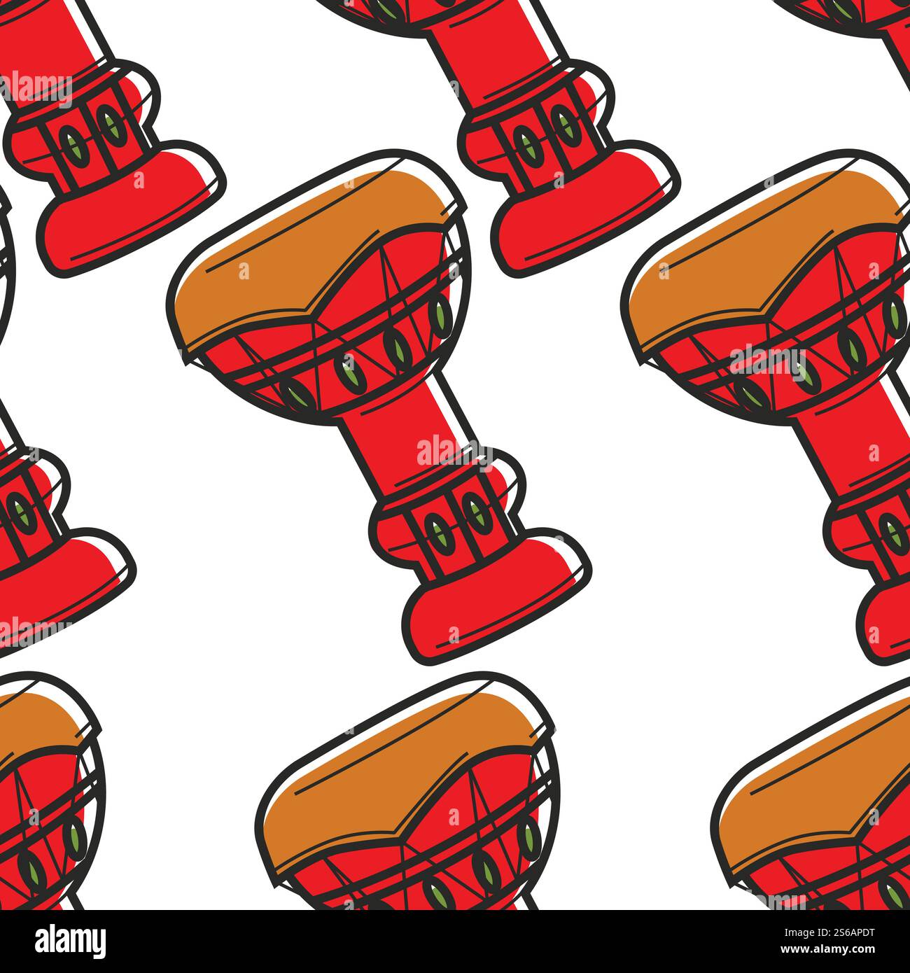 Tunisian national musical instrument tom tom seamless pattern vector ...