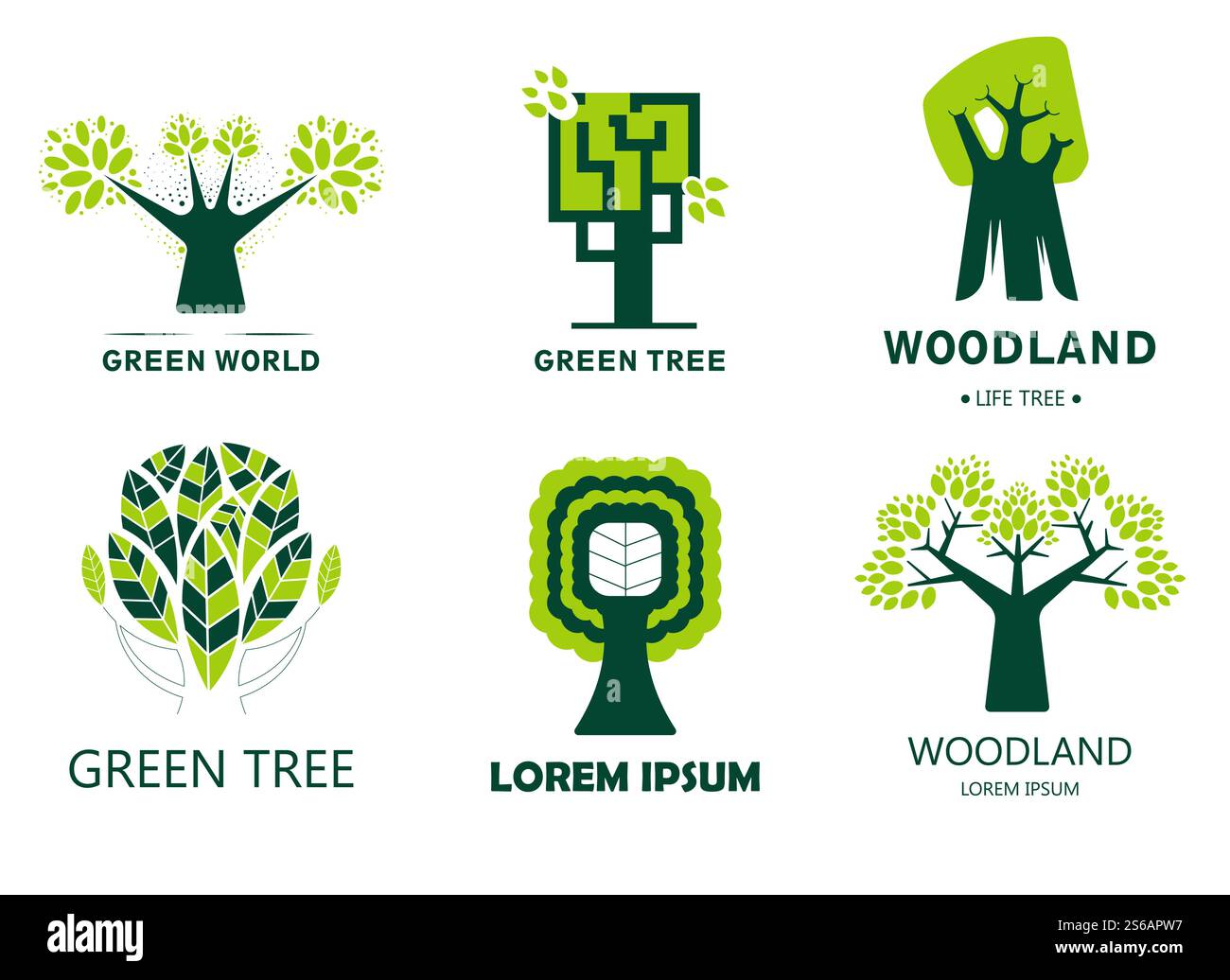 Ecology and environment woodland and green world isolated icon tree ...