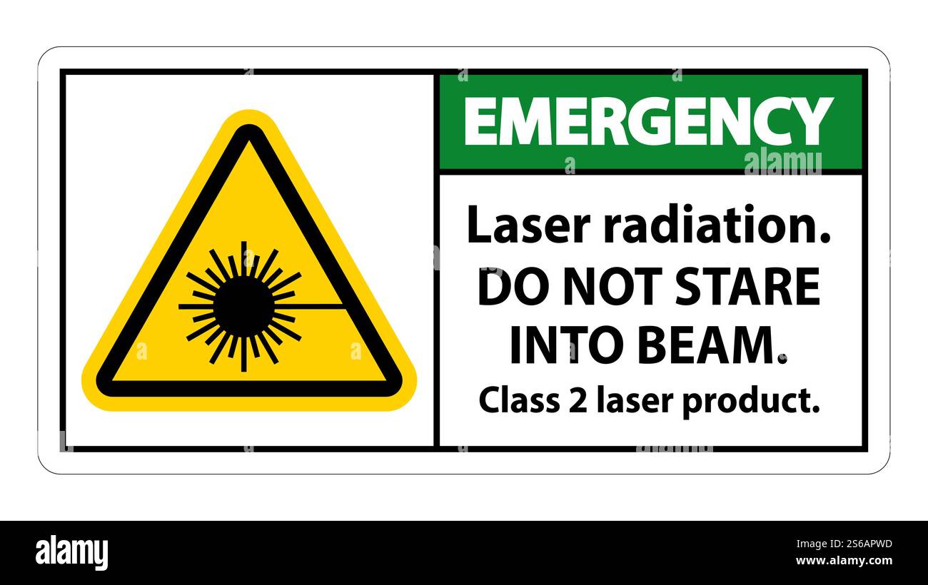 Emergency Laser radiation,do not stare into beam,class 2 laser product ...