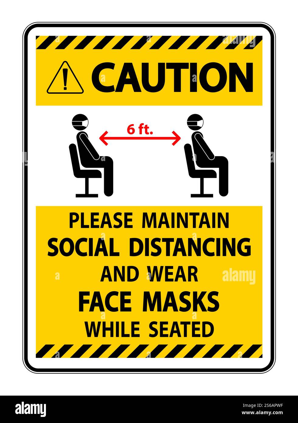Caution Maintain Social Distancing Wear Face Masks Sign on white ...