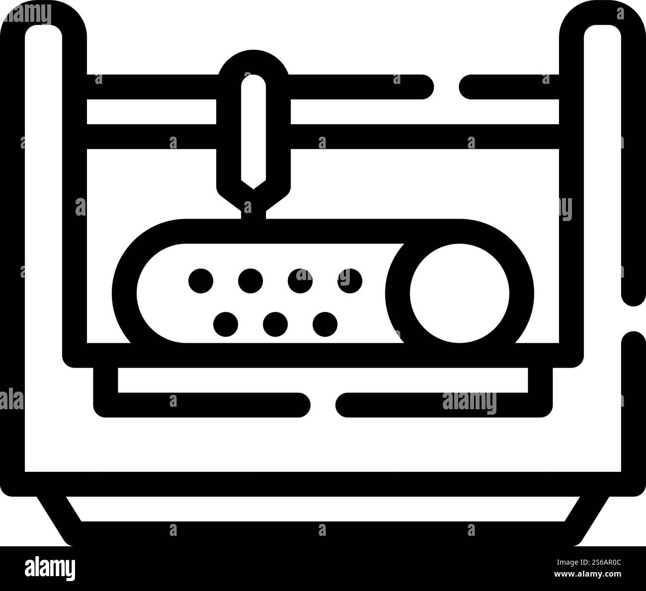 punching and cutting pipes line icon vector. punching and cutting pipes ...