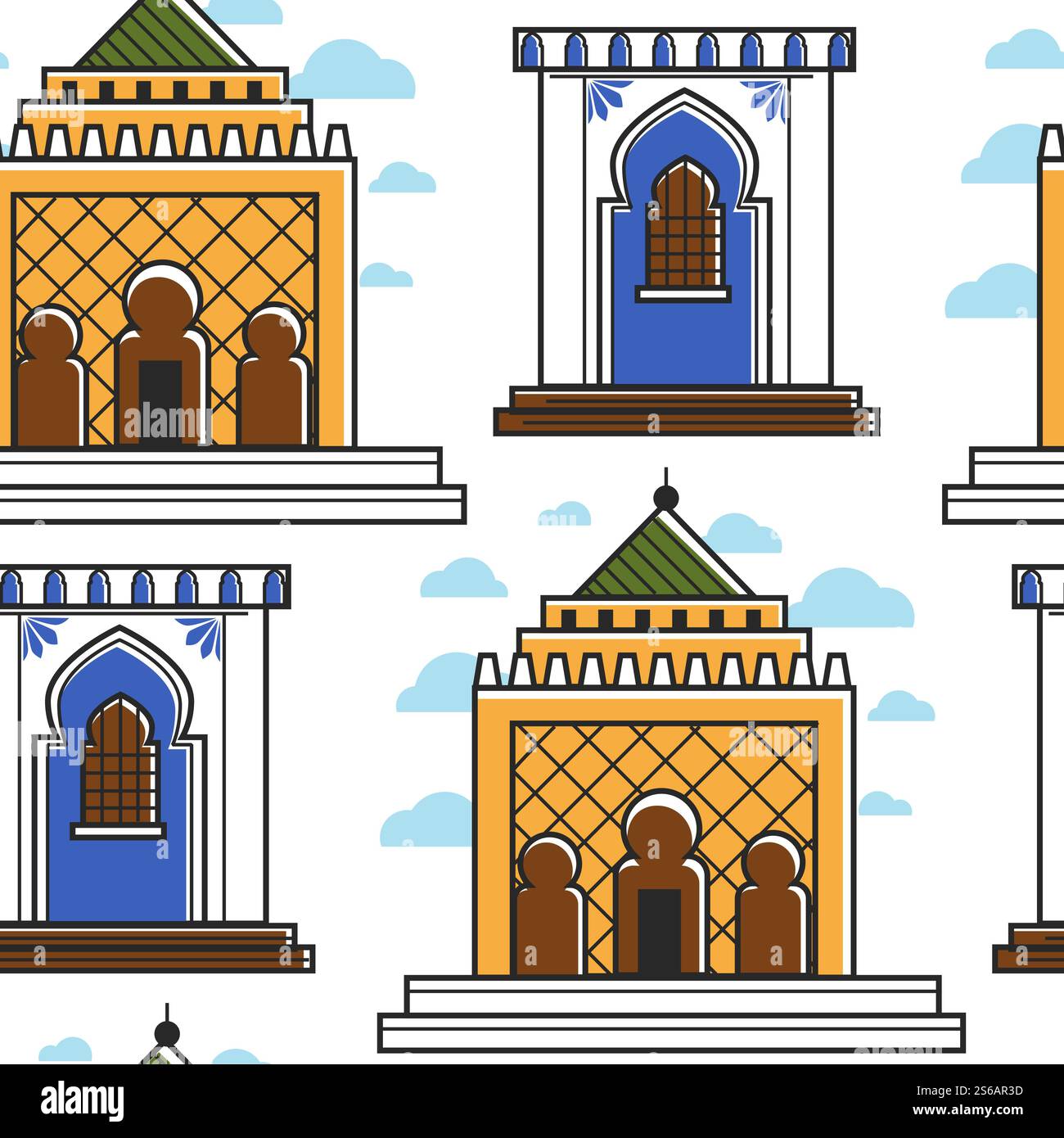 Door or window Moroccan architecture and wall ornament seamless pattern ...