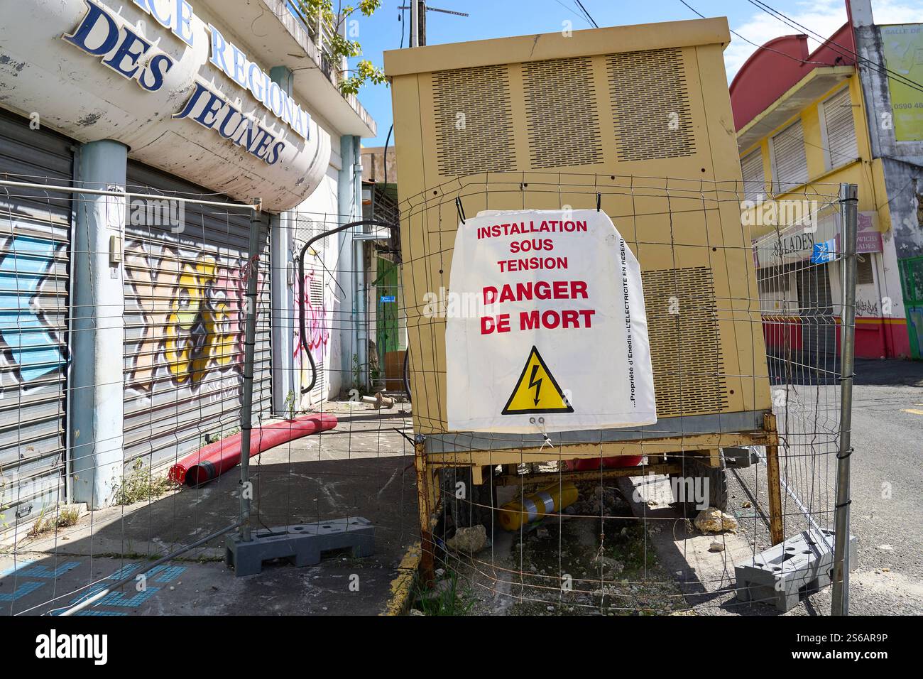 Pointe-a-Pitre, Guadeloupe, Caribbean - December 29, 2024: High-voltage ...