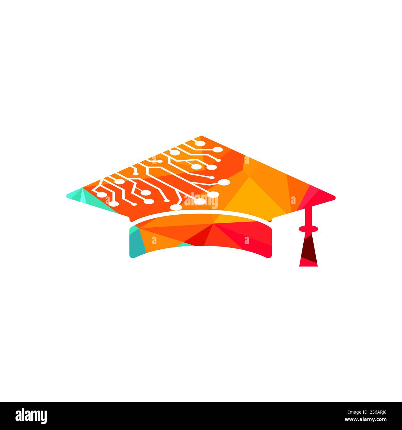 Artificial intelligent technology with graduation cap logo design. IT ...