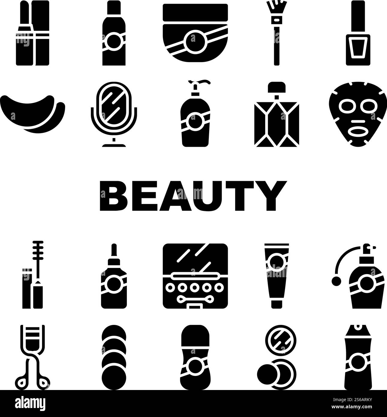Beauty Salon Accessory Collection Icons Set Vector. Lipstick And Powder ...