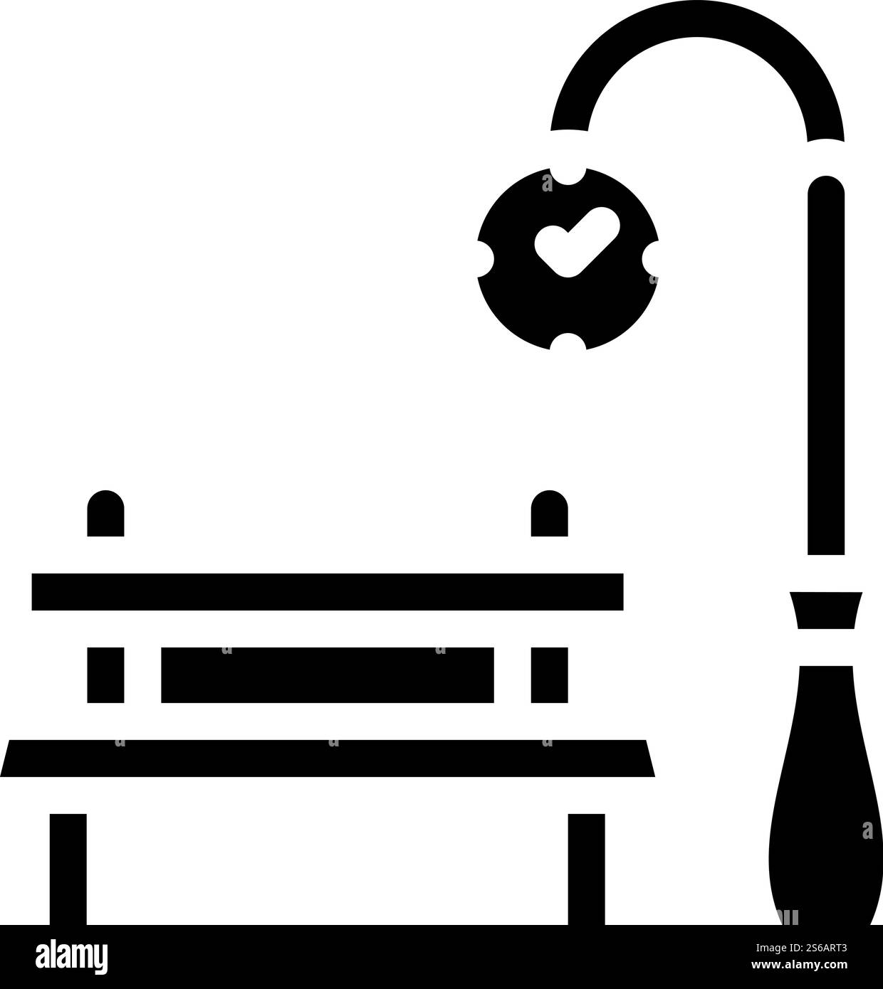 park bench and clock for date glyph icon vector. park bench and clock ...