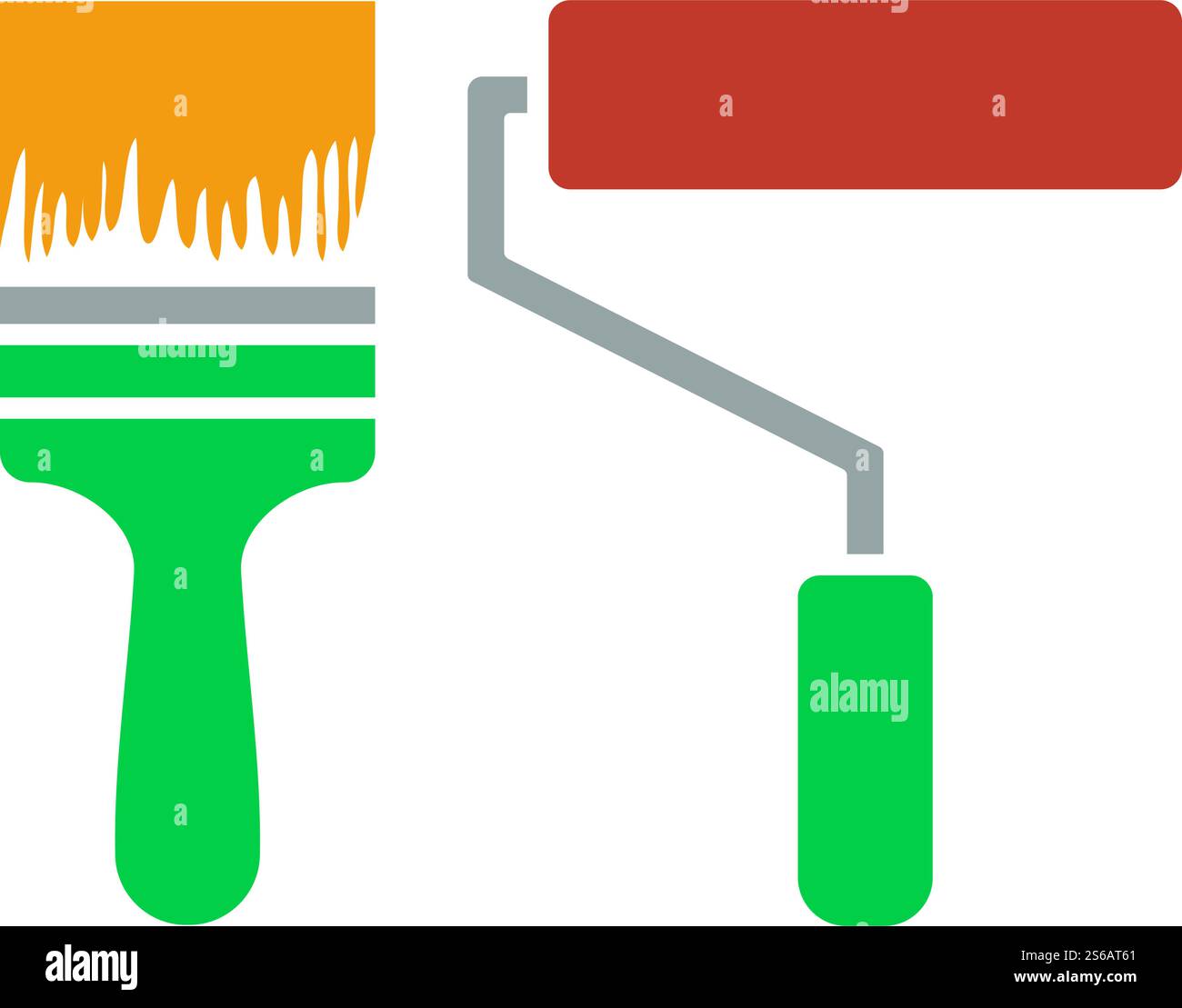 Icon Of Construction Paint Brushes. Outline With Color Fill Design ...