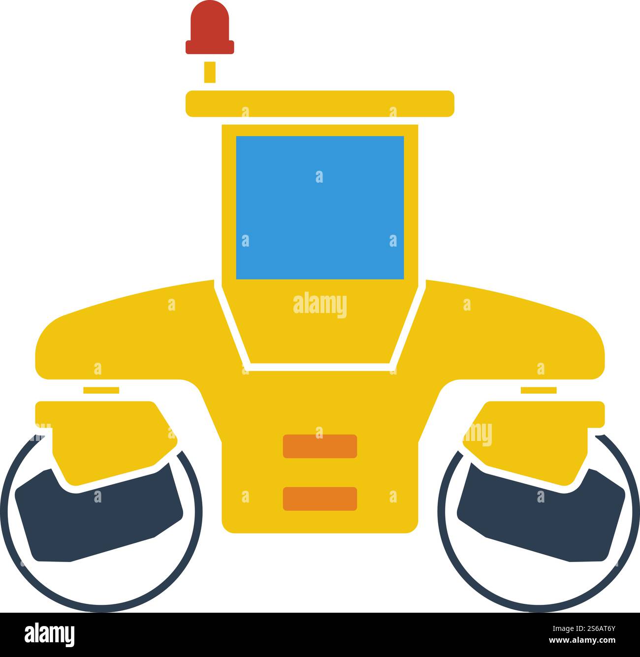 Icon Of Road Roller. Outline With Color Fill Design. Vector ...