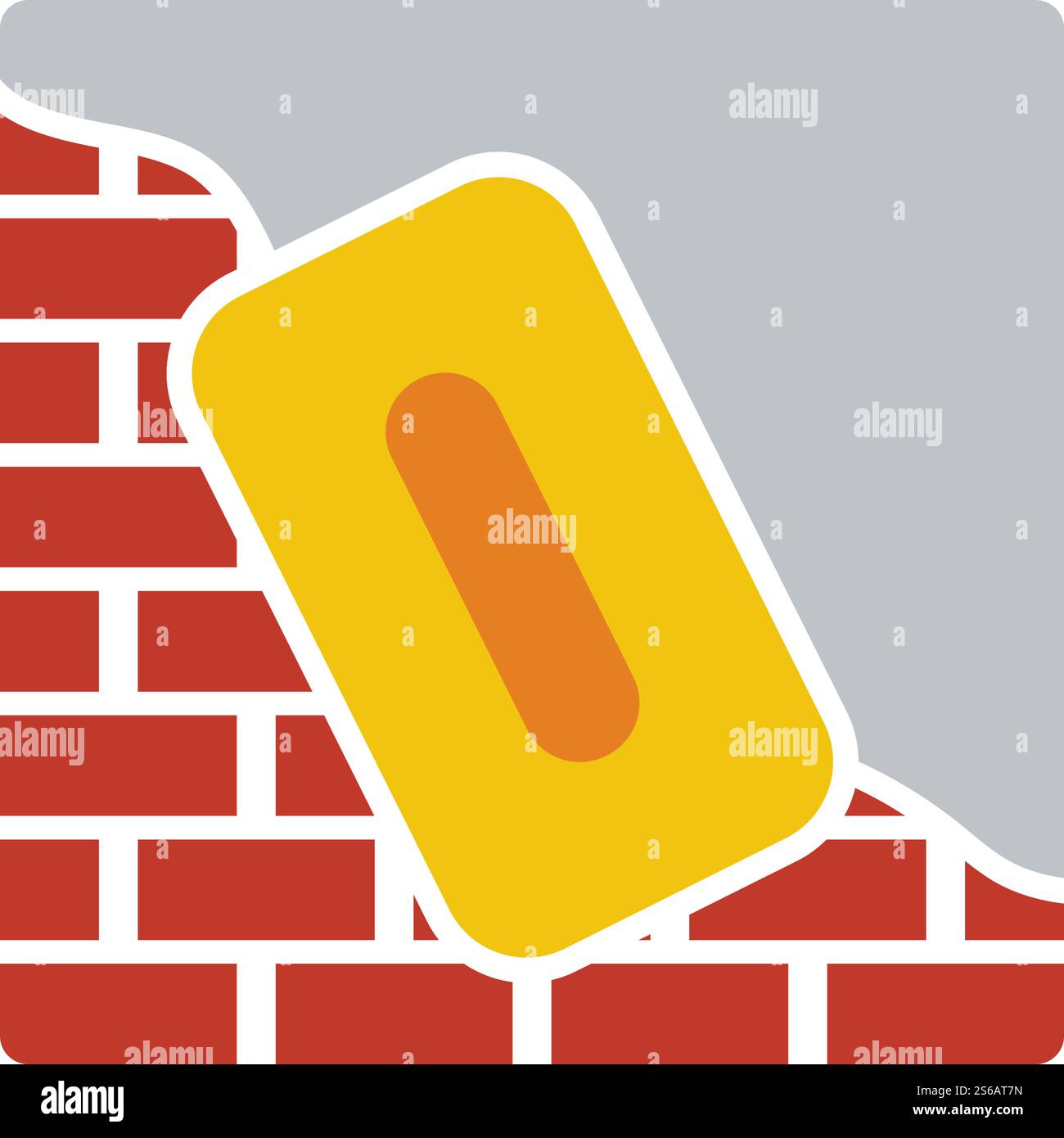 Icon Of Plastered Brick Wall. Outline With Color Fill Design. Vector ...