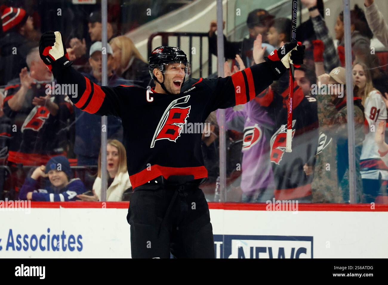 Carolina Hurricanes' Jordan Staal (11) celebrates his hat trick goal ...