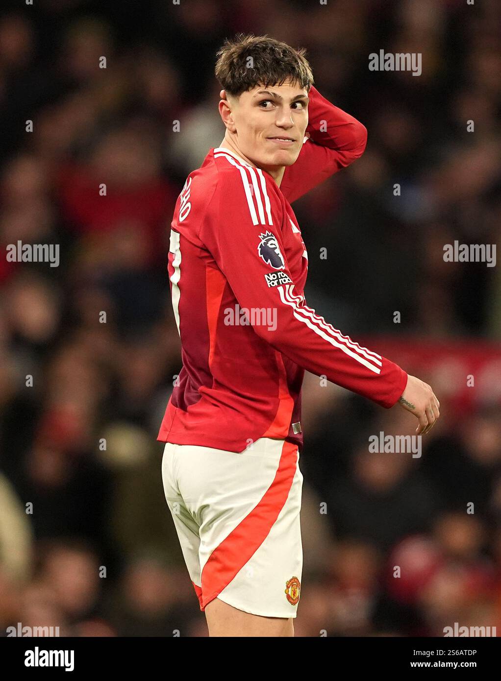 Manchester United's Alejandro Garnacho rues a missed chance during the ...