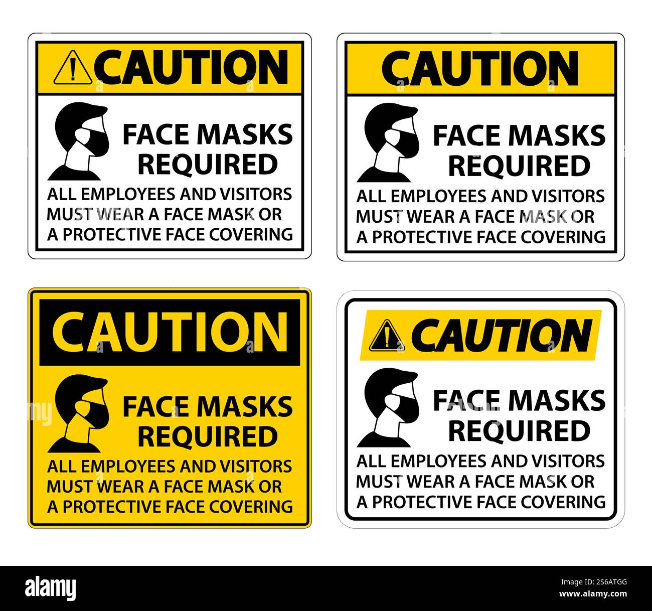 Caution Face Masks Required Sign on white background Stock Vector Image ...
