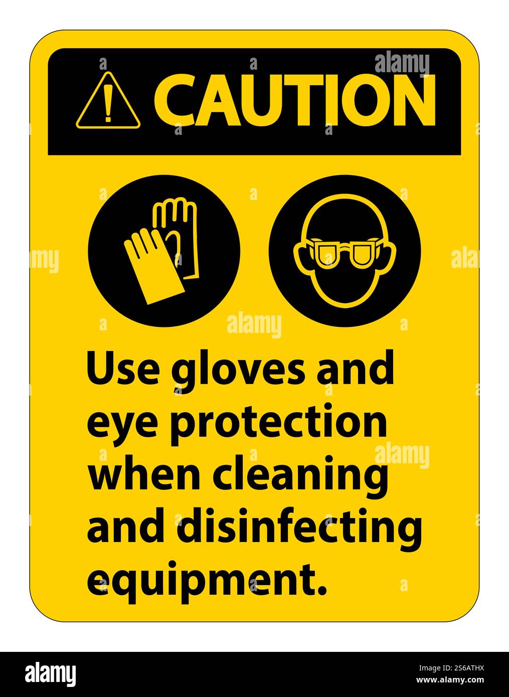 Caution Use Gloves And Eye Protection Sign on white background Stock ...