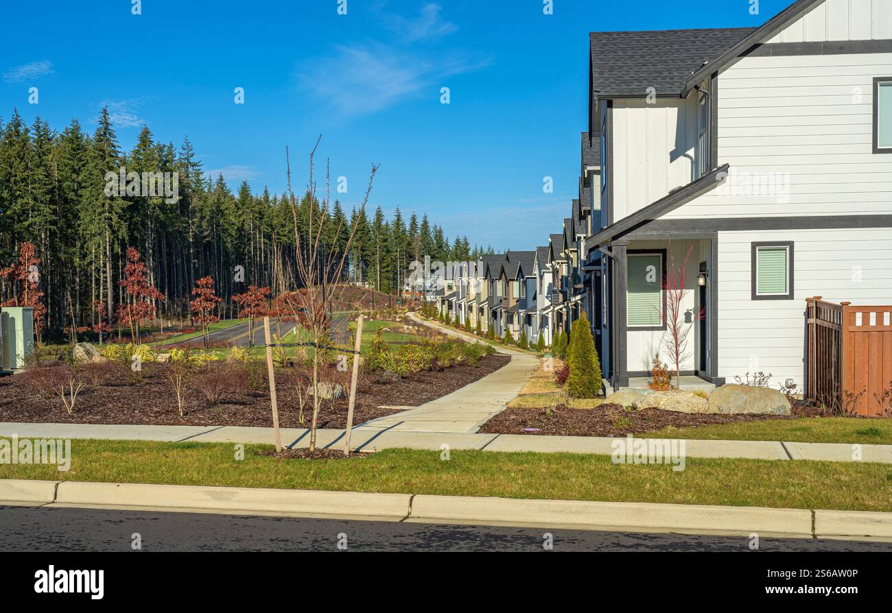 Row of new housing construction in Tehaleh Washington state Stock Photo ...