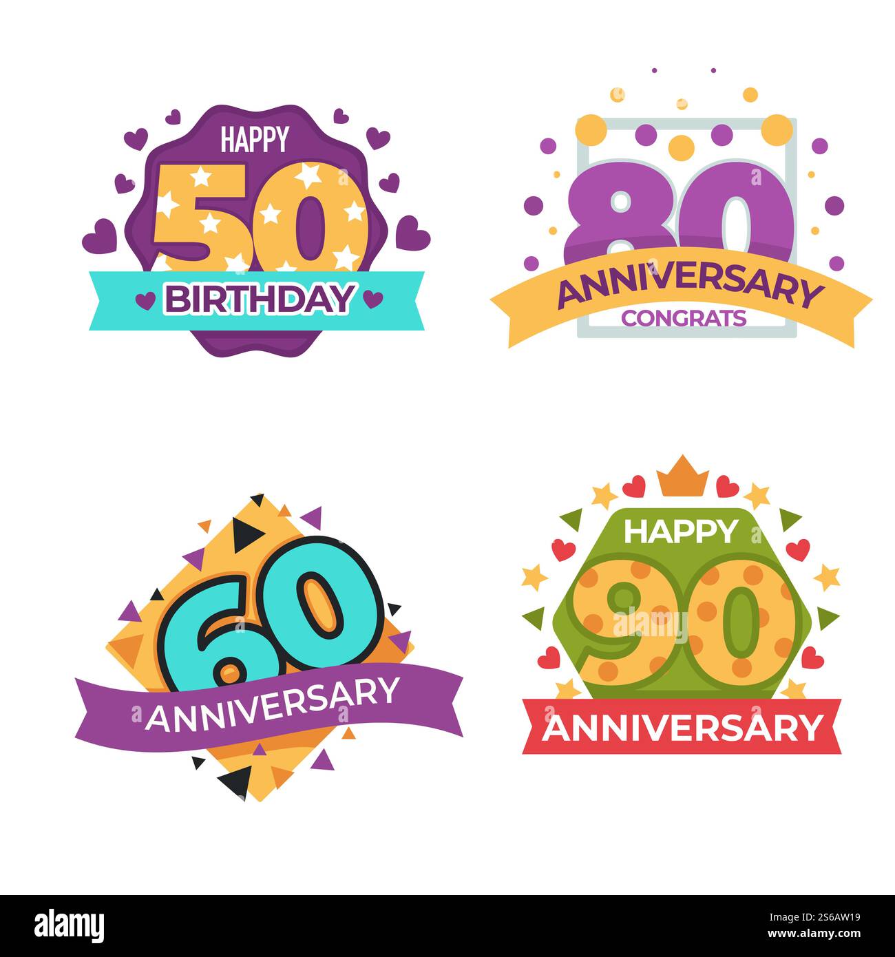 greeting-birthday-and-anniversary-isolated-icons-vector-aging