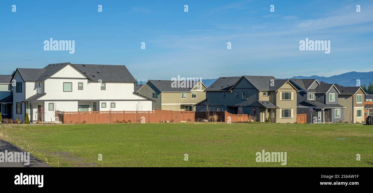 Row of new housing construction in Tehaleh Washington state Stock Photo ...