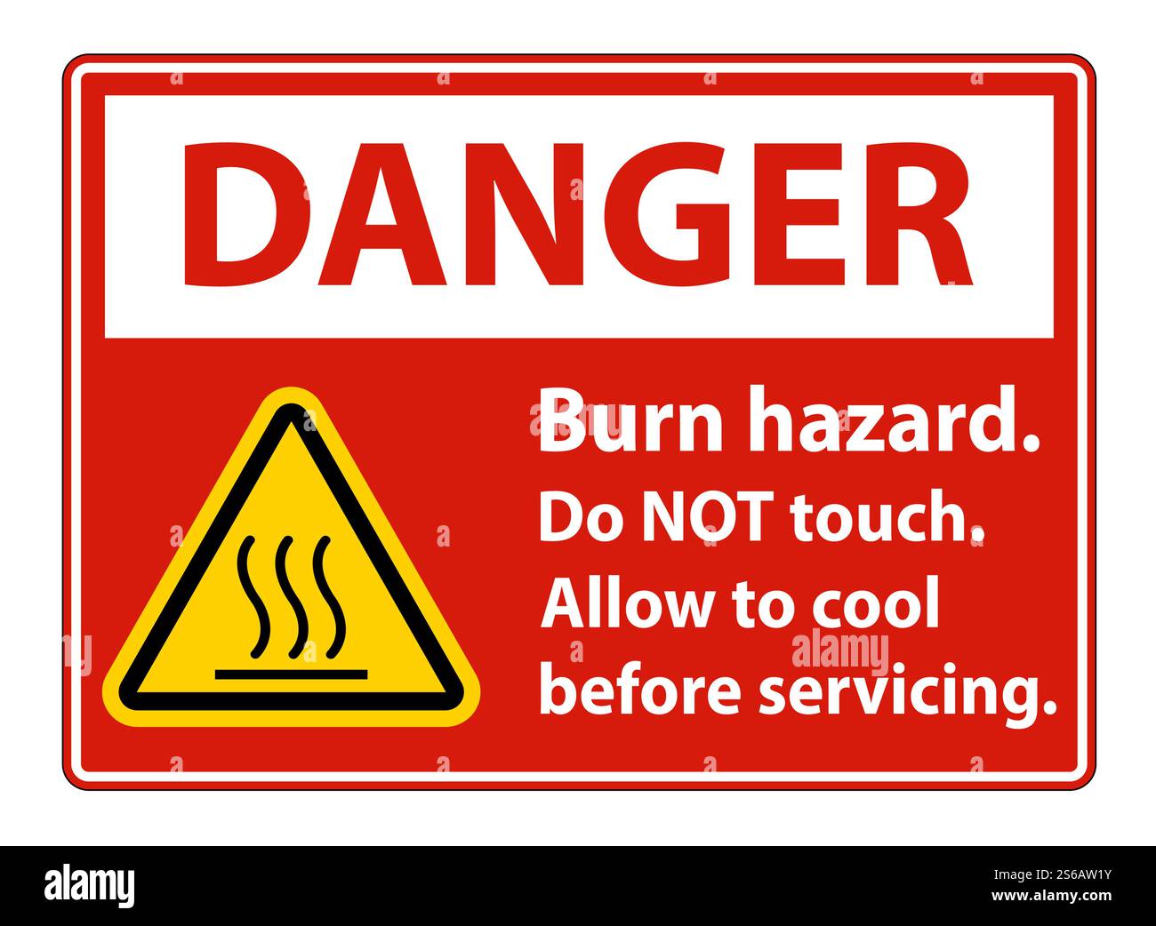 Danger Burn hazard safety,Do not touch label Sign on white background ...