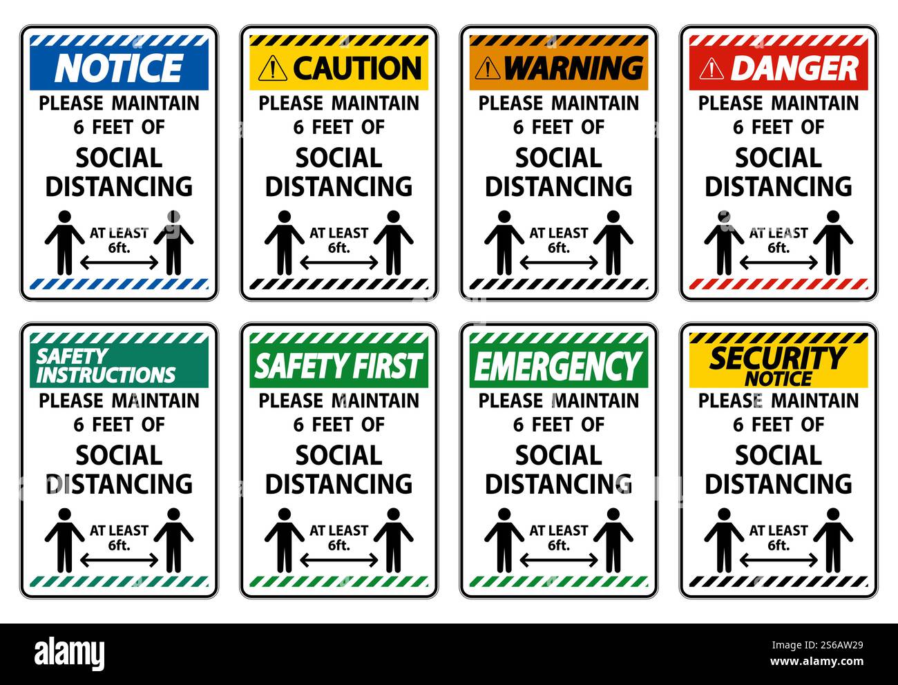 For Your Safety Maintain Social Distancing Sign on white background ...